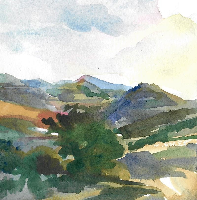 Studying the Landscape - Painting of the Week - Watercolor Sketch of Medora
