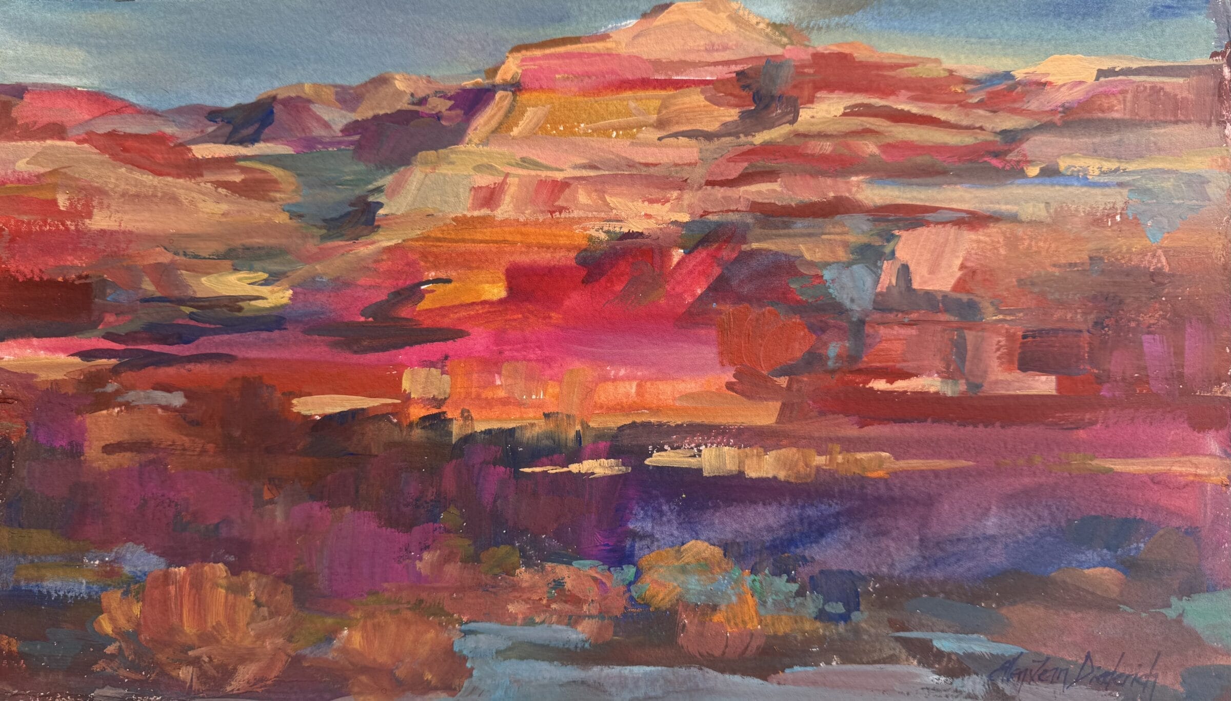 Gouache can be Vibrant - Canyon Highlights - Painting of the Week
